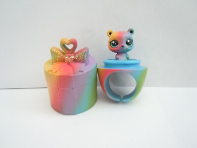 Littlest Pet Shop LPS Teeniest Tiniest RING Rainbow Bear glitter bow | eBay