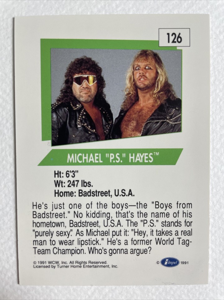 Michael Hayes WCW Pro Wrestling Trading Card 1991 Impel WWE #126 ...