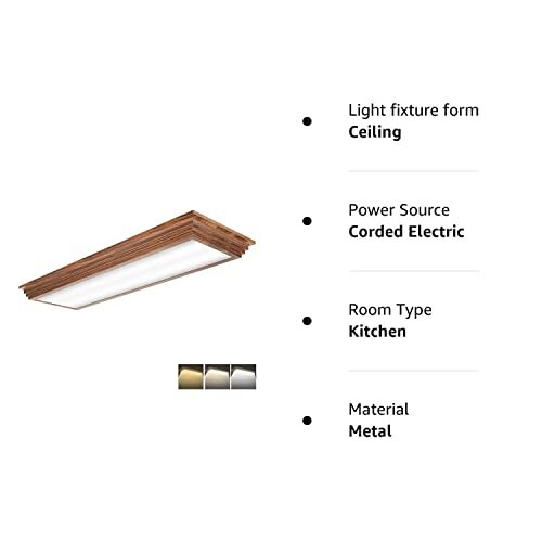 2FT LED Light Fixture with 3000K/4000K/5000K CCT Selectable Dimmable 2 ...