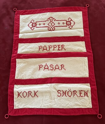 Vintage Swedish Embroidered Wall Hanging Sorting Compartment Sweden ...