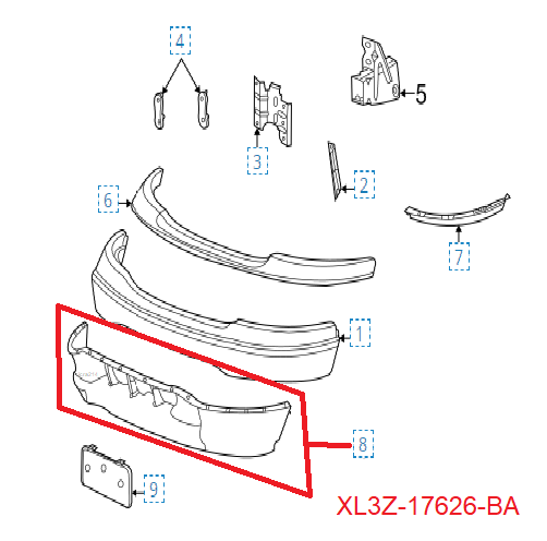 Front Valance Panel 99-03 F-150 & 99-02 Expedition w/ fog & hooks XL3Z ...
