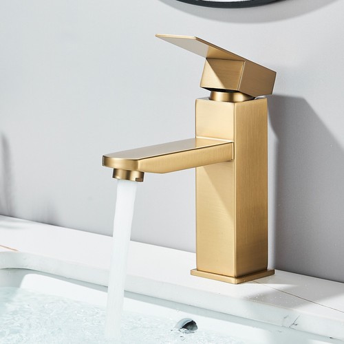 BRASS Bathroom Basin Taps Gold Sink Mixer Tap Luxury Brushed Gold ...
