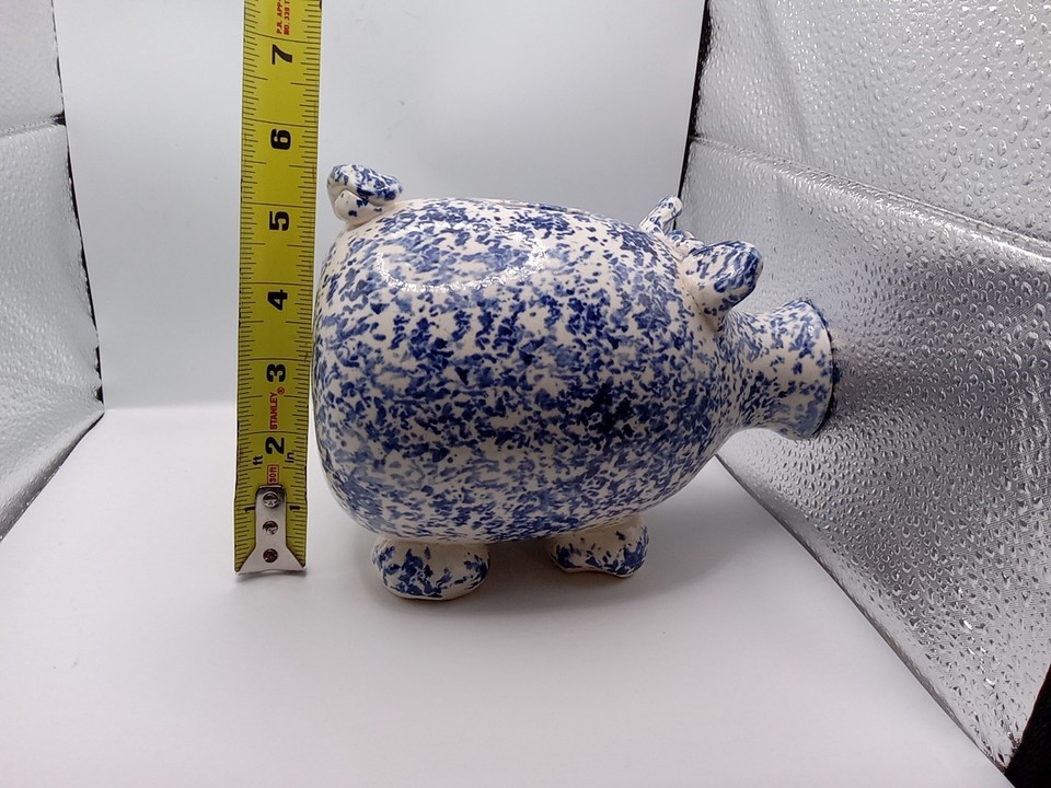 Vtg 80's 90's Cottage Core Spongeware Splatter Ware Ceramic Piggy Bank ...