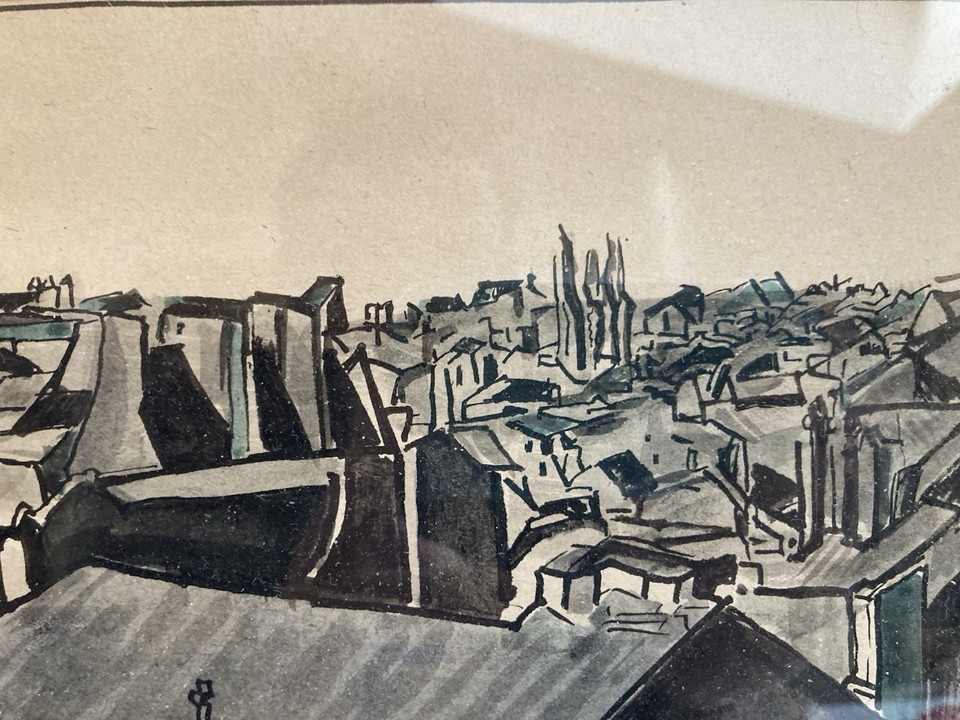 Very Beautiful Original Drawing Architecture Ink Wash Watercolor Paper ...