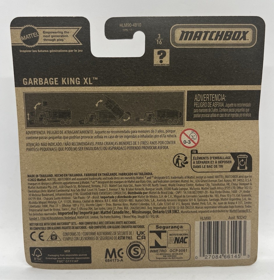 2022 Matchbox 1:64 Working Rigs #3/16 Garbage King XL Green HLM90 NEW ...