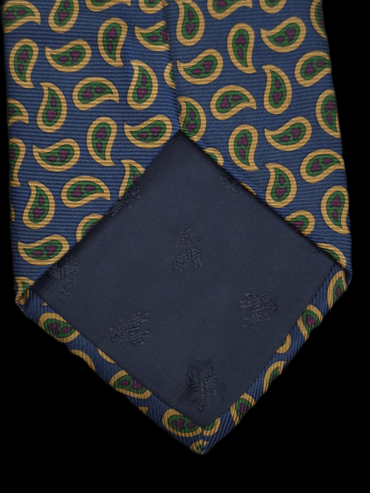 Brooks Brothers Blue Yellow Purple Green Mini Paisley Twill All Silk ...