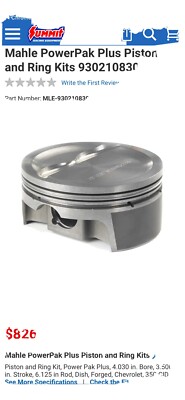 Mahle Pistons Sbc 4.030 In Forged Powerpak Piston And Ring Kit P/N ...