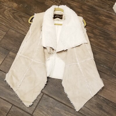 Tan Shearling Waterfall Vest w/ Pockets (Womens Small) | eBay