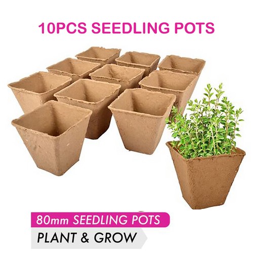 10Pcs Square Peat Pots Plant Starter Nursery Pots for Seedings Garden ...