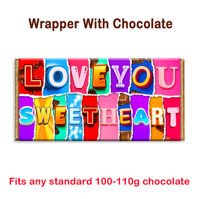 Love You Sweet Heart Novelty Chocolate Bar Wrapper Birthday Christmas ...