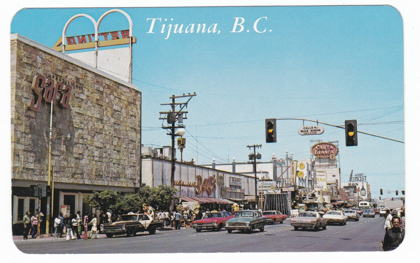 1960's TIJUANA BC MEXICO STREET FORD FALCON VINTAGE POSTCARD BAJA ...