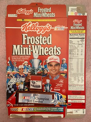 1996 Kelloggs Frosted Mini-Wheats 16 oz Jeff Gordon 95 Champion | eBay