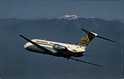 Continental Airlines Golden Jet DC-9 Los Angeles California postcard ...