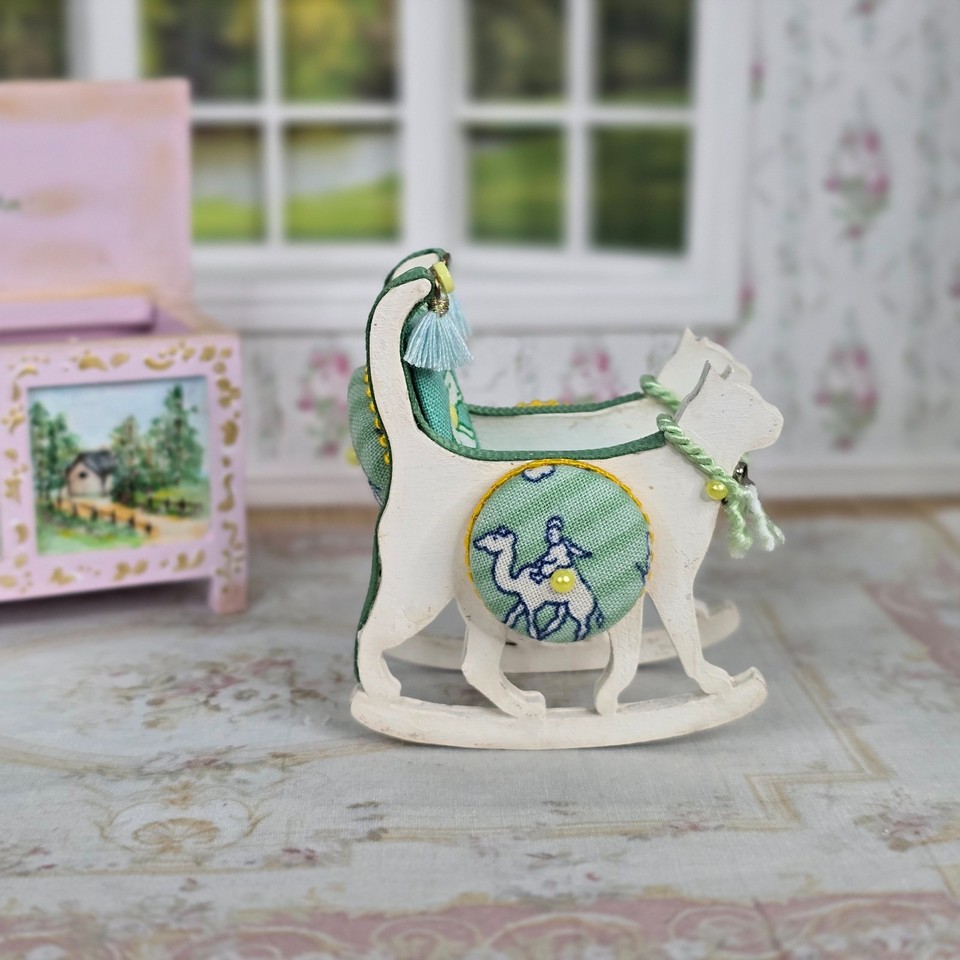 Miniature Dollhouse June Sprigg Tooley Cat Shaped Upholstered Wood ...