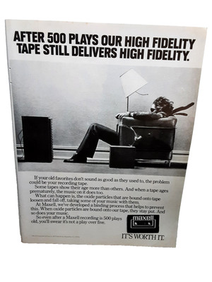 Vintage 1981 Maxell Cassette Tape Ad Blown Away Guy High Fidelity Print ...