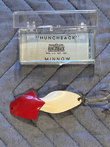 Vintage Hunchback Spoon Fishing Lure 3" Red, White, Silver Bottom, New ...