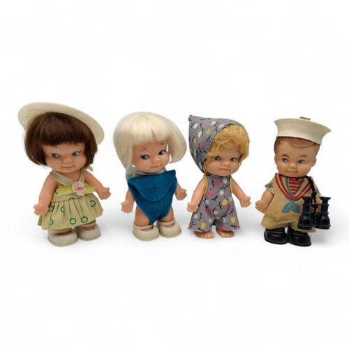 Vintage 1965 Uneeda Pee Wee 3.5" Dolls Lot of 4 Friends Hong Kong | eBay
