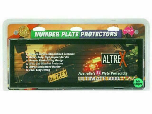 Altrex Number Plate Covers Dual Slimline Black Lined One Pair 6VSL QLD ...