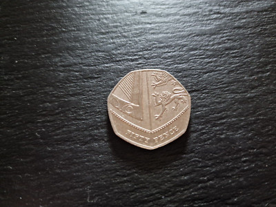 2015 Royal Mint Royal Shield of Arms Unc. 50p Fifty Pence Coin 5 Fifth ...