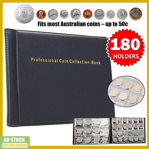 180 Pockets Coin Collection Book Holder Fit 50Cents Storage Money Penny ...