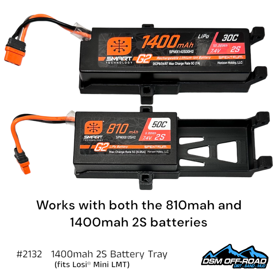 Battery Tray for 1400 / 810 mah 2S - Losi Mini LMT Grave Digger Son Uva ...