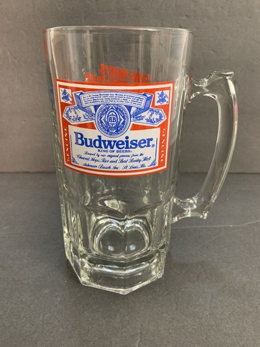 Vintage Large BUDWEISER Heavy Glass Beer Mug 32 Oz. 8" Tall | eBay
