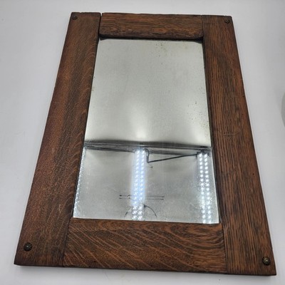 Antique Primitive wall Mirror Wood Frame 22x14 Craftsman Mission Oak | eBay