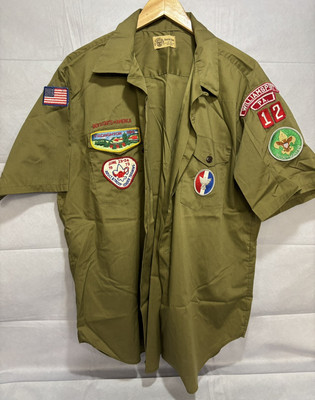 Men’s Boy Scout Green Shirt Patches Vintage Scoutmaster Eagle Short ...