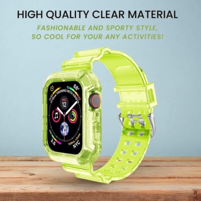 Clear Watch Band for Apple Watch 42mm 44mm 45mm Transparent Crystal ...