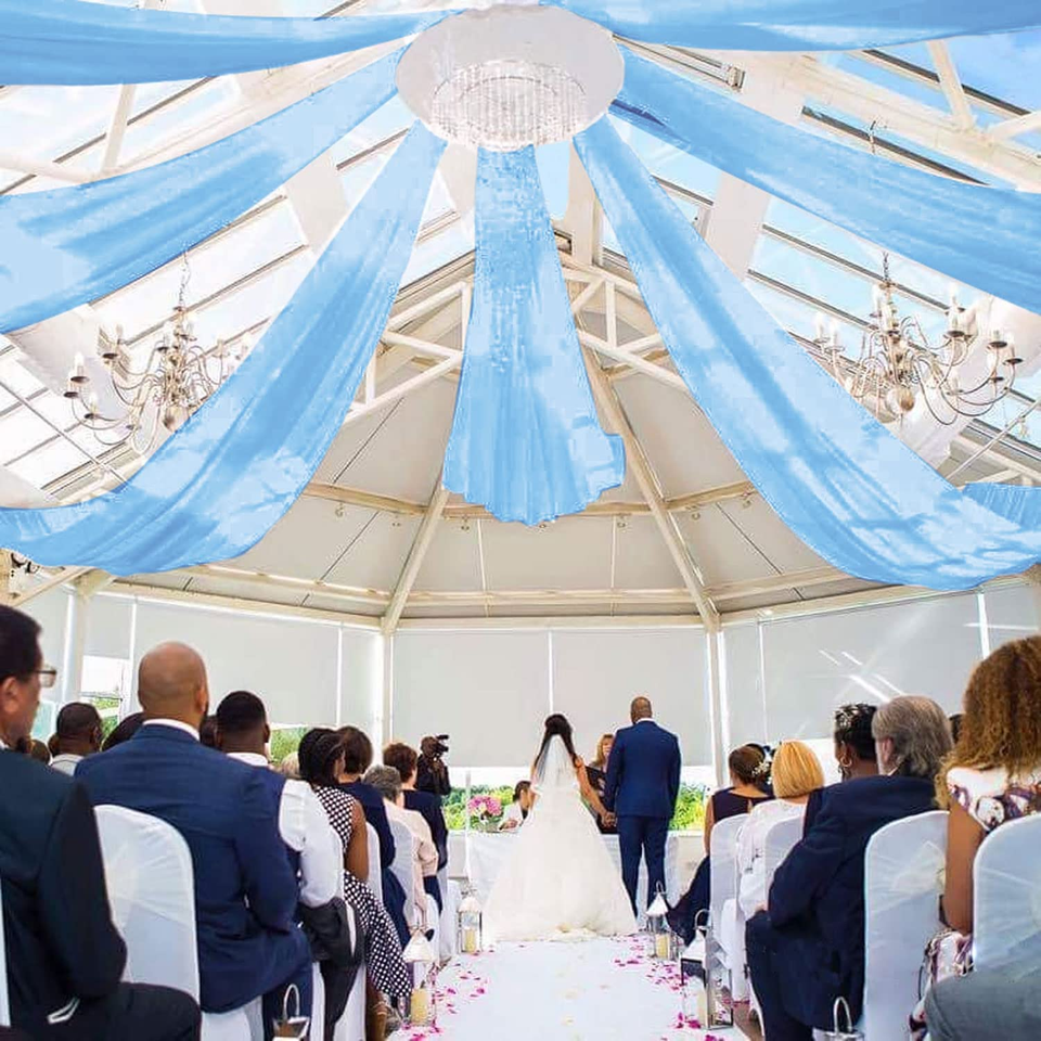6 Panels Ceiling Drapes Baby Blue Chiffon Wedding Arch Drape Fabric ...