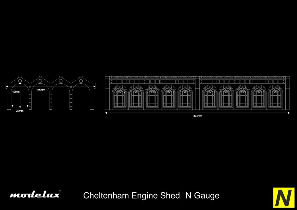 Modelux N Gauge 'Cheltenham' 4 Lane Double Length Engine Shed Kit | eBay UK