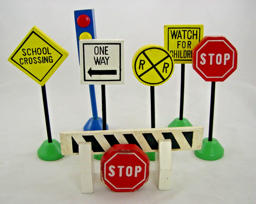 Seven Tall Wooden Toy Traffic Signs Very Good condition | eBay