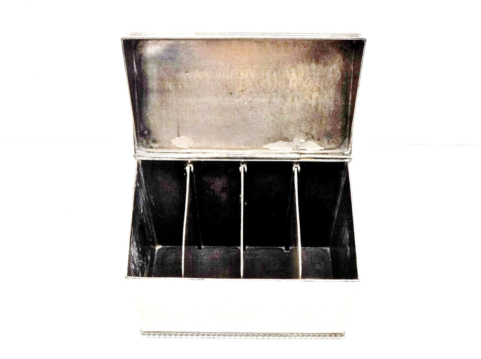 Antique English Armorial Silver Plated Four Compartment Stamp Box | eBay