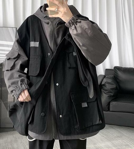 Spring Hot Mens Loose Fit Casual Jackets Hooded Zipper cloth Cotton ...