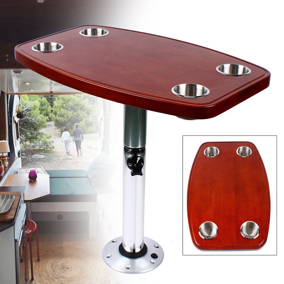 Marine Table Pedestal Table Boat Table Varnished Height Adjustable ...
