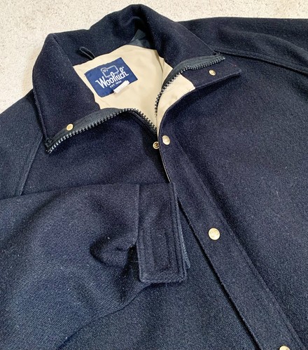 Vintage Woolrich Chore Jacket Wool Mens Large Blue Lined USA Snap Zip ...