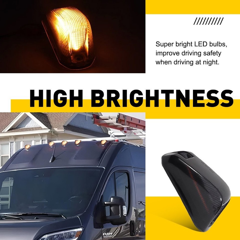 For 2014-23 RAM ProMaster Roof Front Rear Amber Red LED Clearance ...