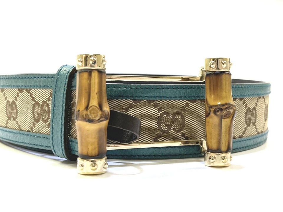 GUCCI GG Pattern Bumpy Buckle Belt Green 37 in | eBay