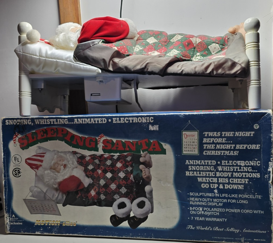 Vintage Christmas Animated Sleeping Snoring Santa & Mrs Claus Telco 24 ...