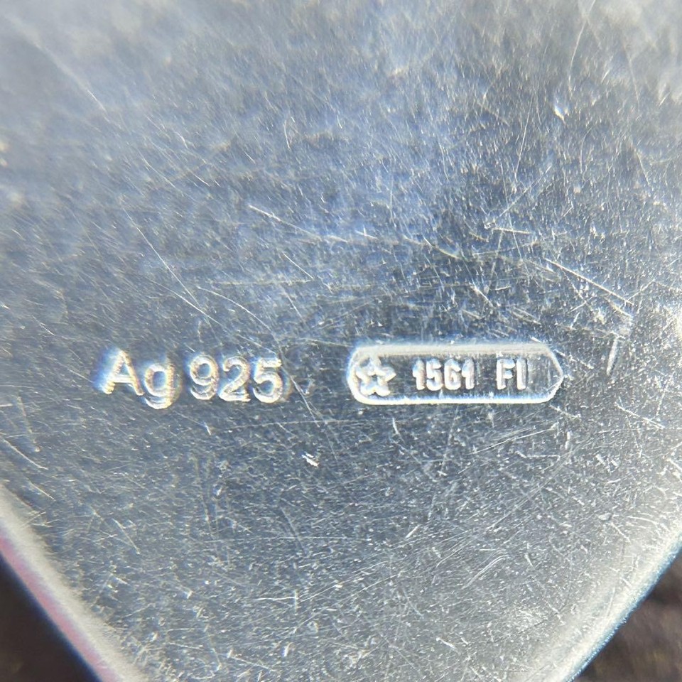 Gucci Silver 925 Heart Plate Signature Engraved Necklace 48cm Accessory ...