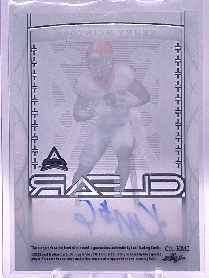 2022 Leaf Trinity Football Kenny McIntosh Clear Silver Rookie Autograph ...