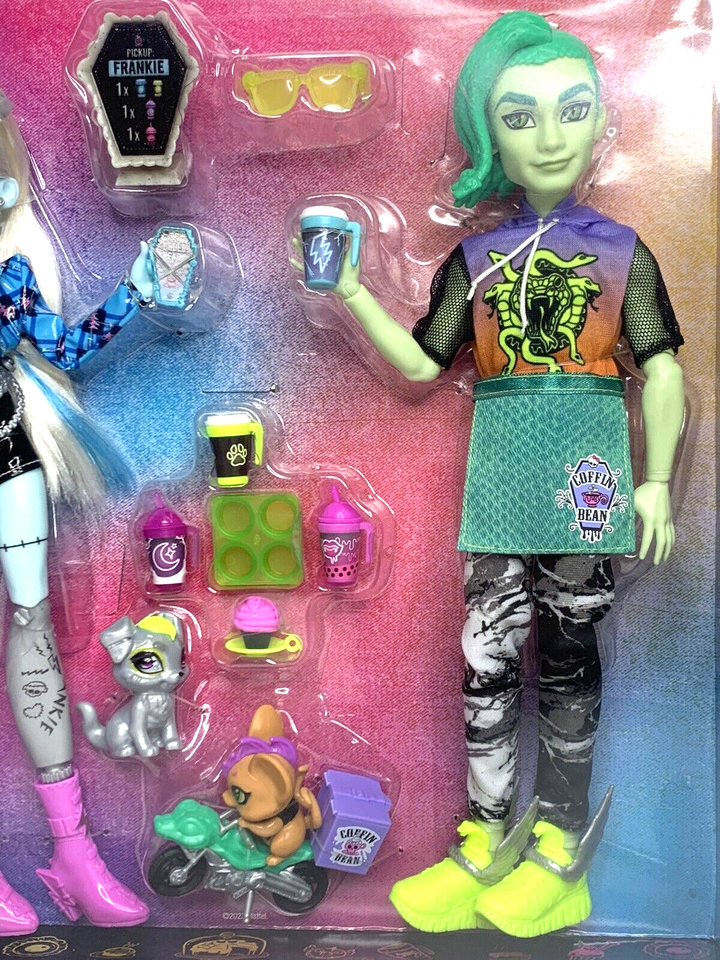 Monster High Deuce Gordon & Frankie Stein Coffee Break Set G3 Reboot ...