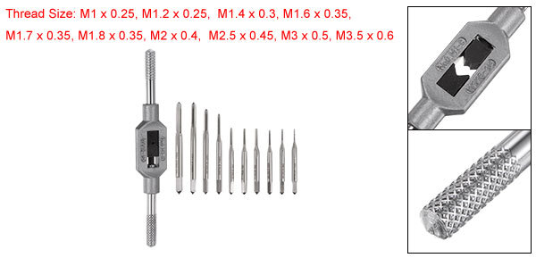 11pcs Micro Tap Wrench Set M1-M3.5 Screw Taps M1-M8 / 1/16"-1/4 ...