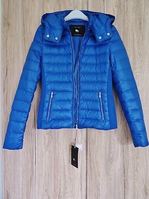 ZARA BLUE SHORT QUILTED FEATHER DOWN ULTRA LIGHTWEIGHT ANORAK JACKET ...