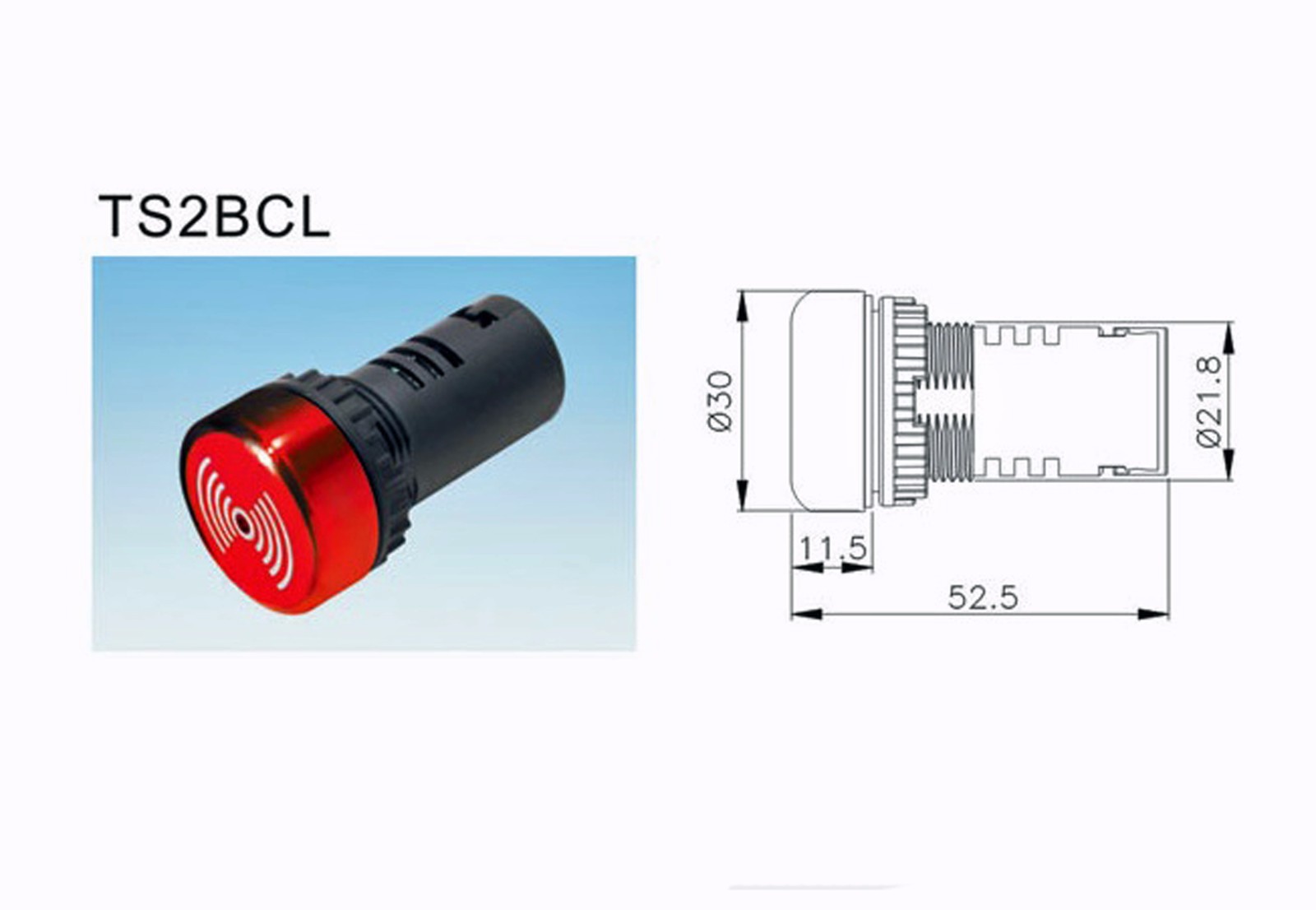 1pc φ22mm Buzzer Pilot Lamp TS2BIL AC/DC 24V Red Intermittent Audible ...