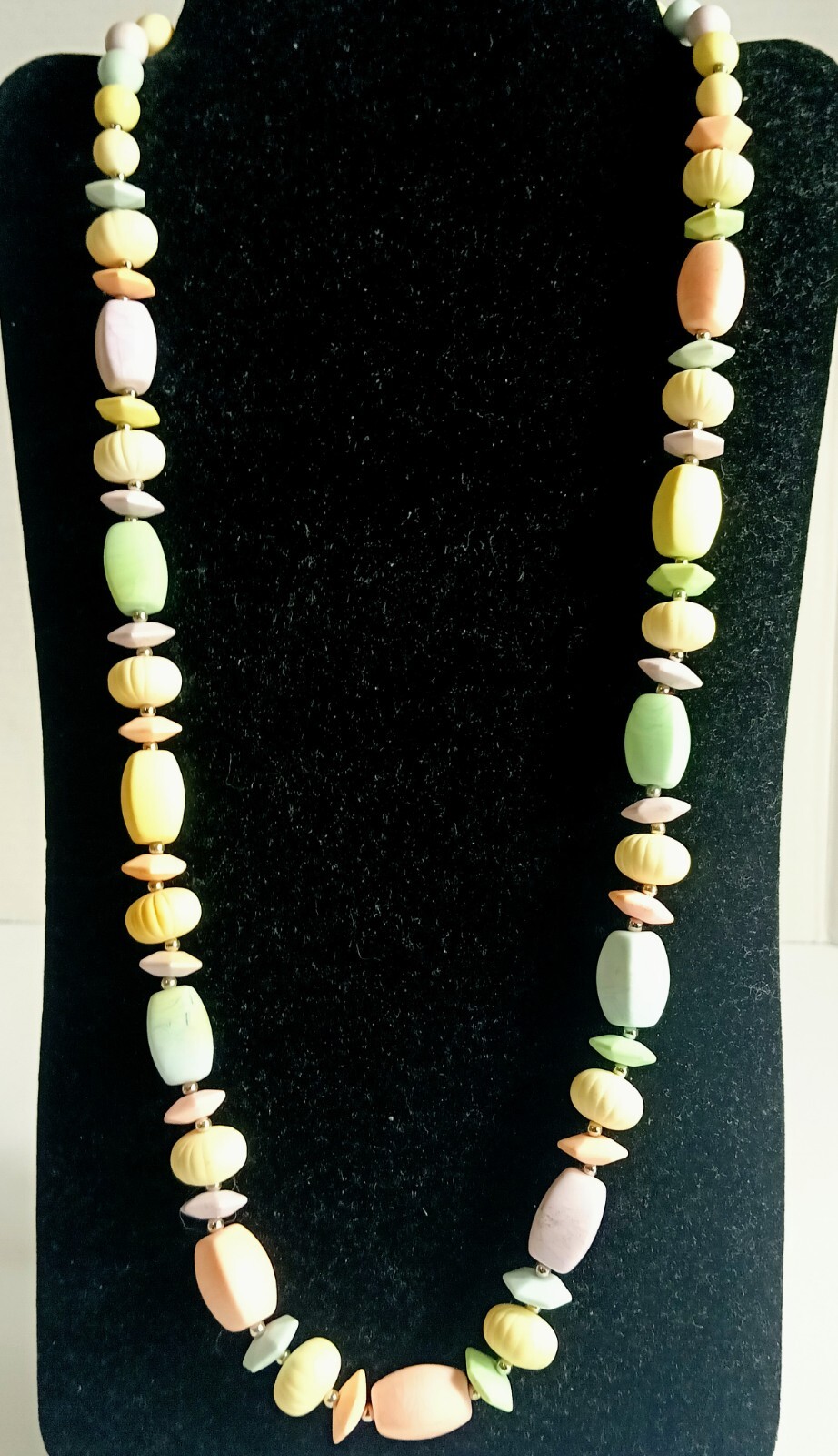 Long Pastel Beaded Necklace - Gem