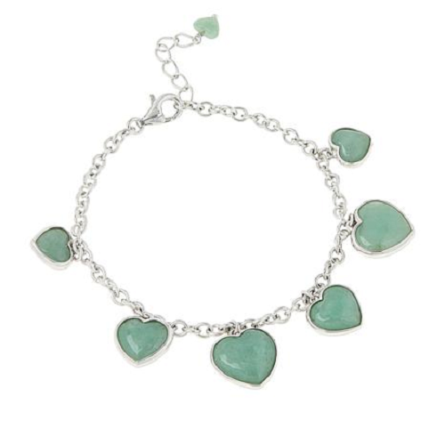 HSN Jade of Yesteryear Sterling Graduated Jade Heart Charm Bracelet Light Green | eBay