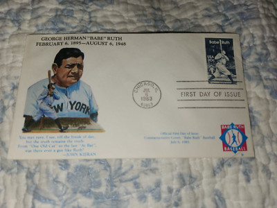 1983 RARE BABE RUTH FIRST DAY OF ISSUE COMMEMORATIVE STAMP+ RUTH ...