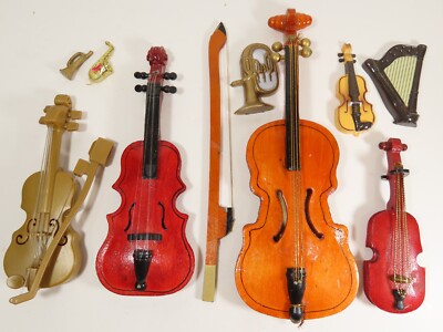 Vintage Musical Instruments Christmas Ornaments Violins Lot Magnets ...