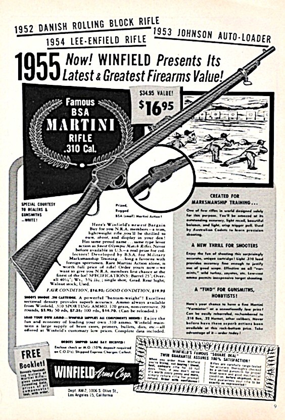 WINFIELD ARMS CORP *2X3 FRIDGE MAGNET* BSA MARTINI RIFLE .310 FIREARM ...